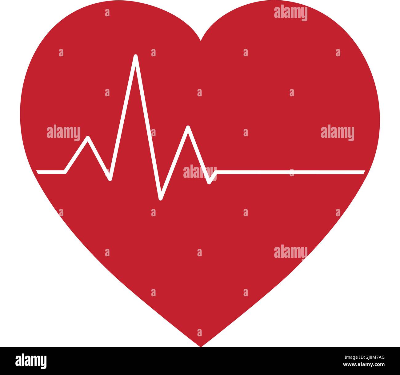 Red heart with white pulse on a light background - Vector illustration ...