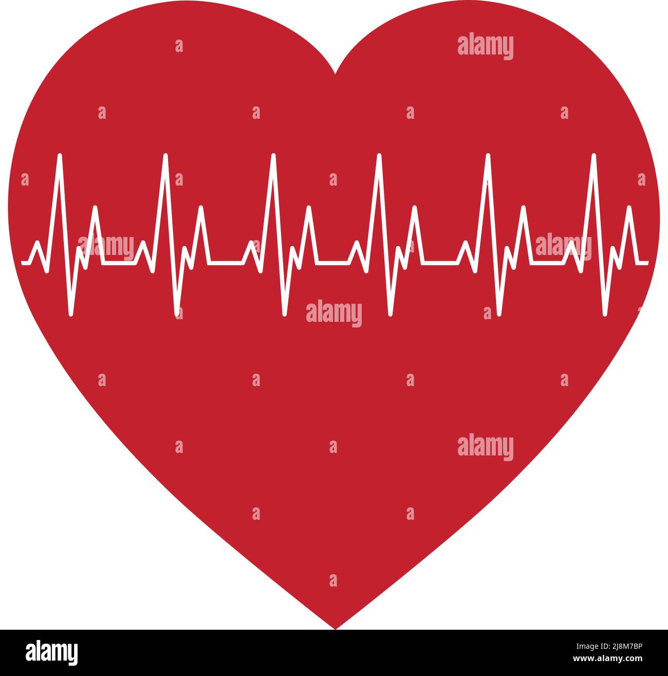 Red heart with white pulse on a light background - Vector illustration ...