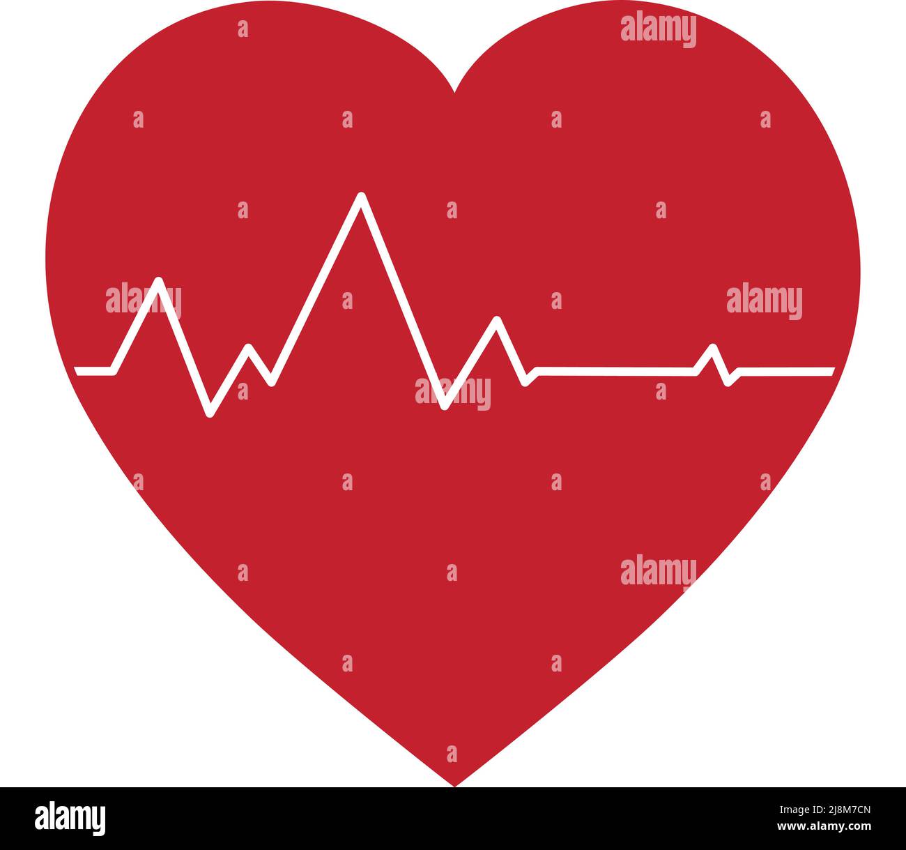 Red heart with white pulse on a light background - Vector illustration ...