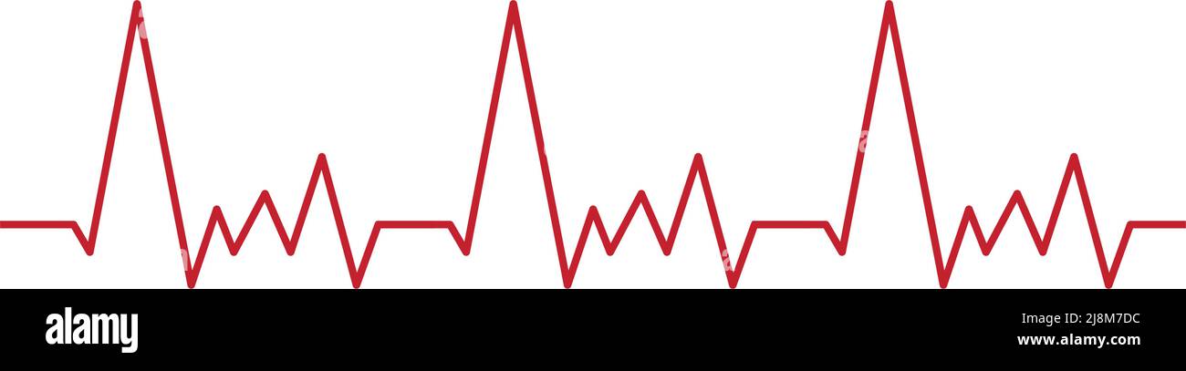 Heart pulse - curved red line on white background, medical tests ...