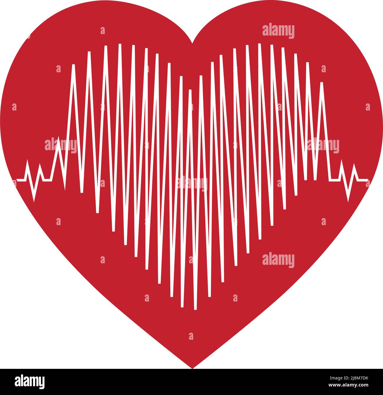 Red heart with white pulse on a light background - Vector illustration ...