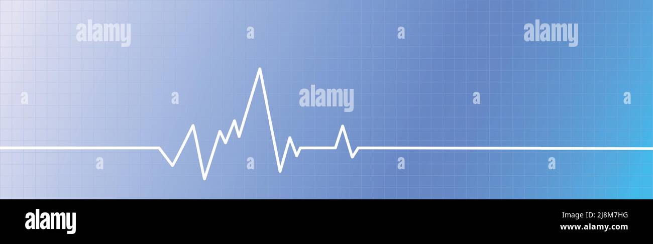 Panoramic blue medical background pulse line - Vector illustration ...