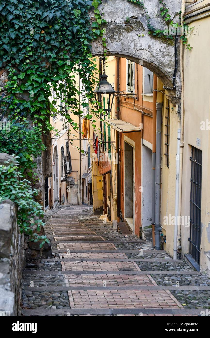A typical uphill alley of the old town, called "La Pigna" (the pine ...