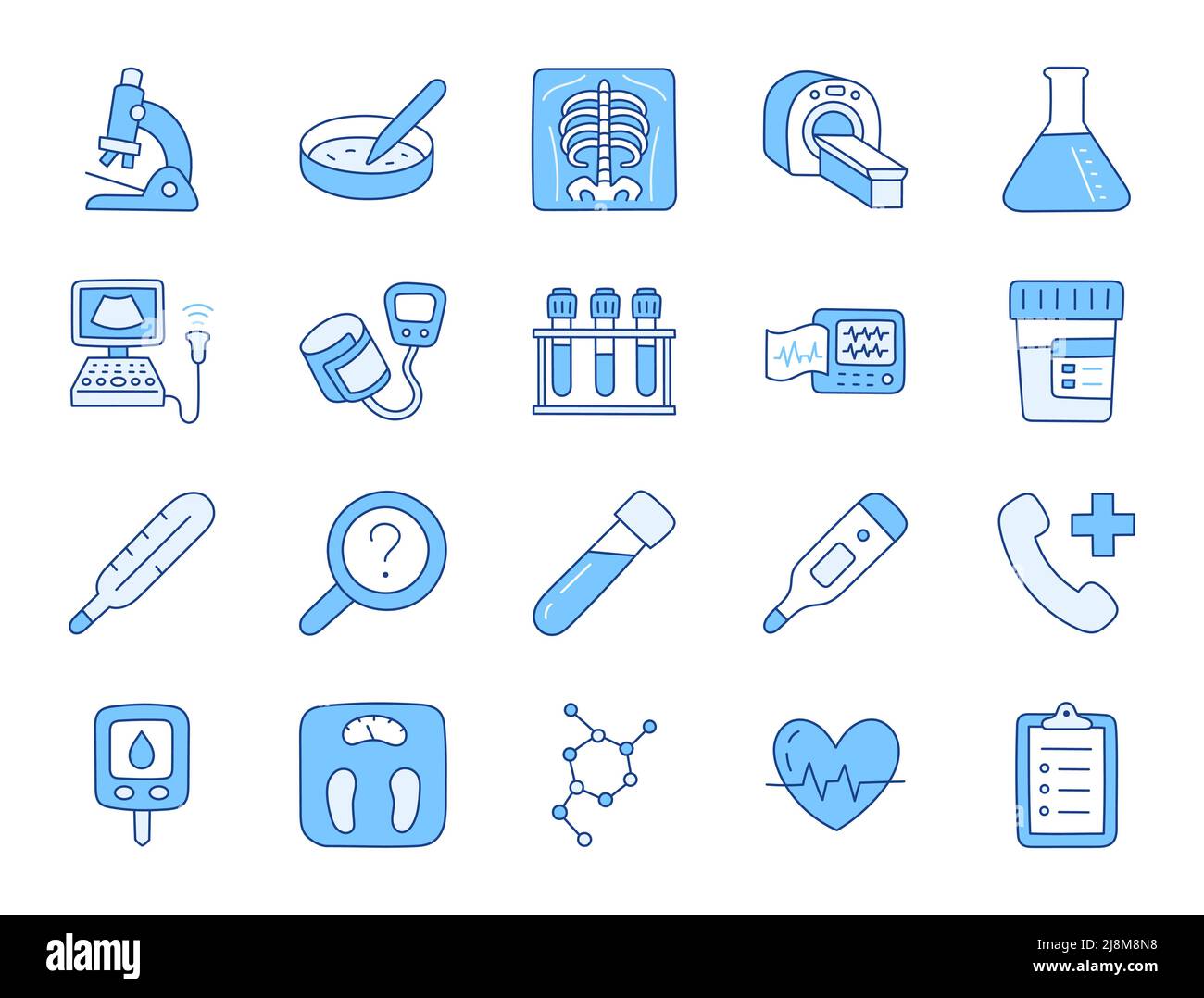 Medical checkup doodle illustration including icons - xray, ultrasound ...