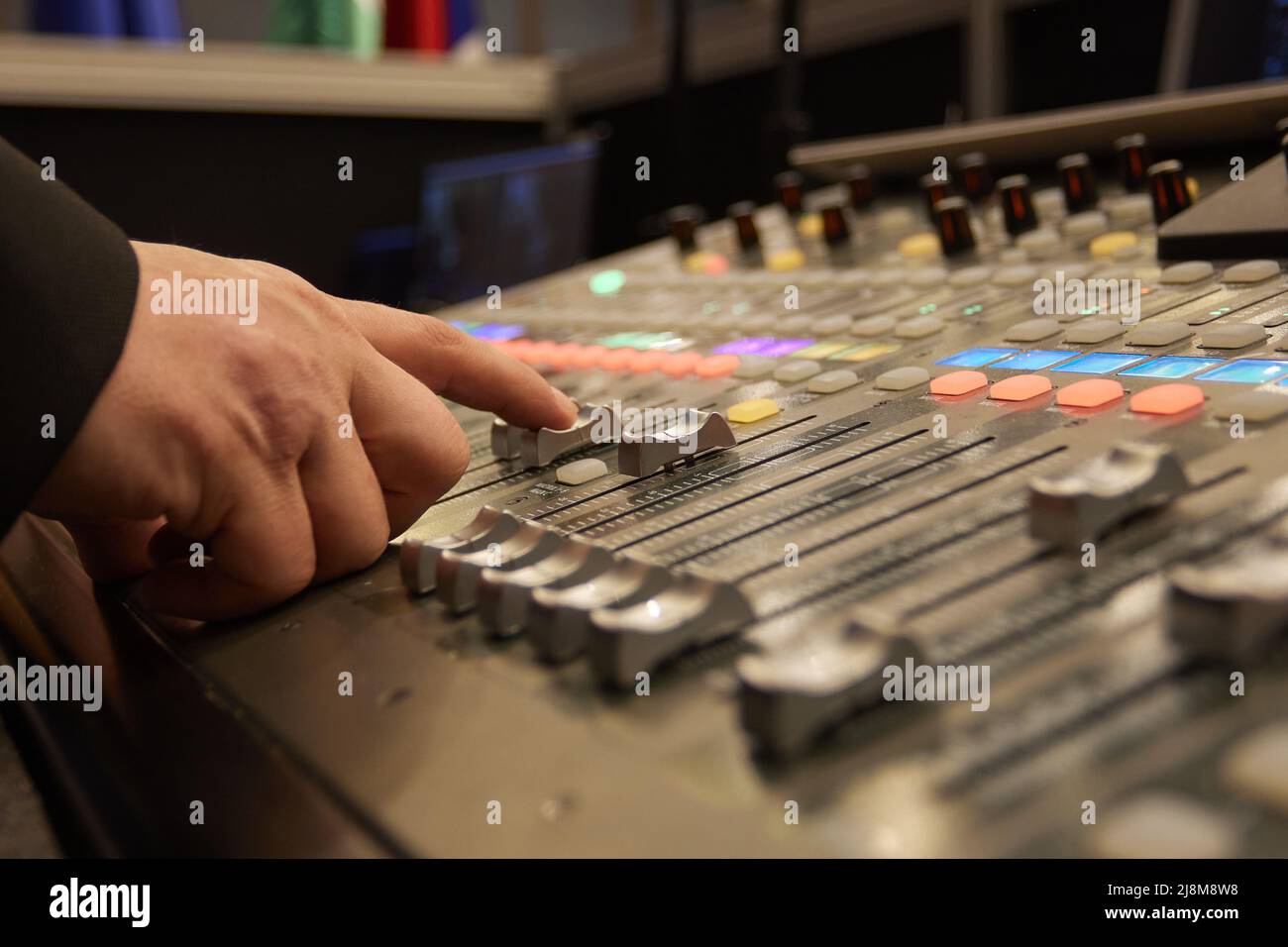 Modern Music Record Studio Control Desk with Automatic Equalizer Stock ...