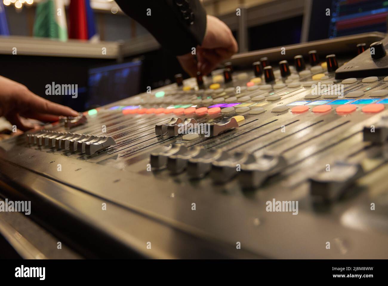 Modern Music Record Studio Control Desk with Automatic Equalizer Stock ...