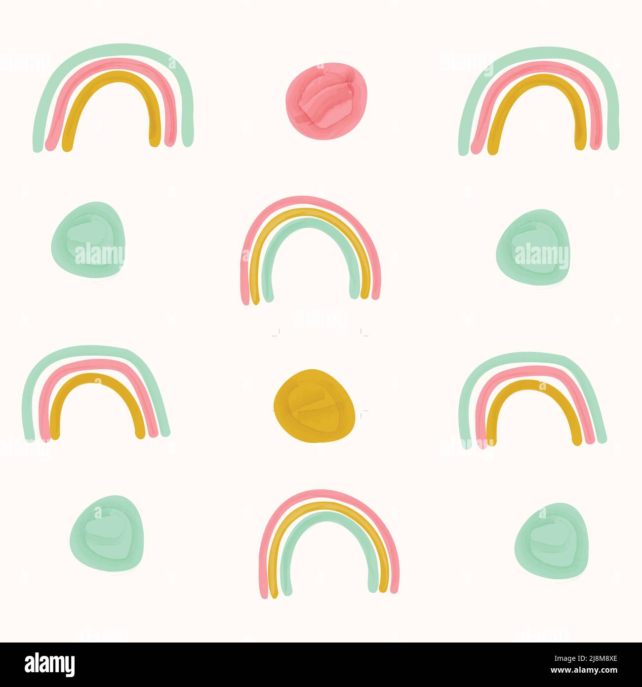 Childish seamless pattern with hand drawn watercolor rainbow Stock ...