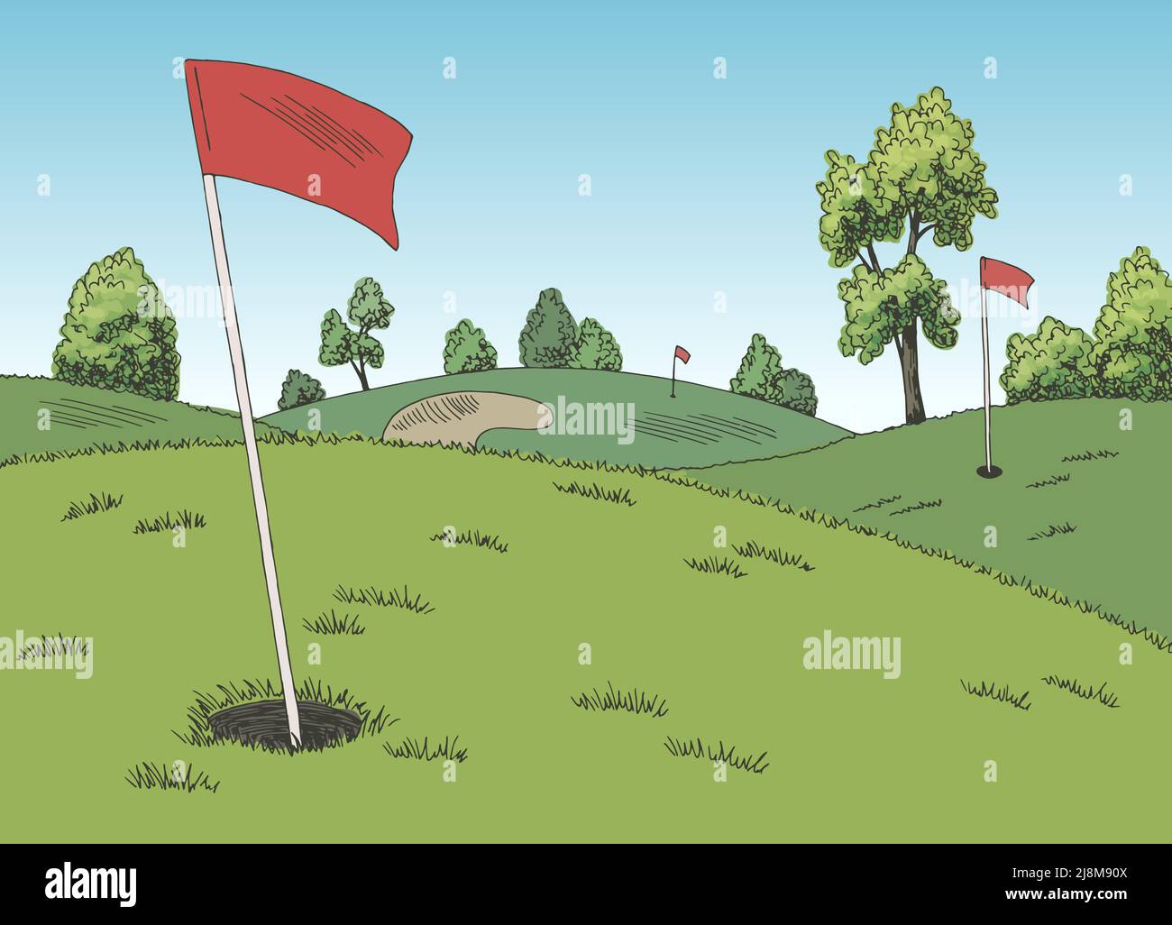 Red flag bush Stock Vector Images - Alamy