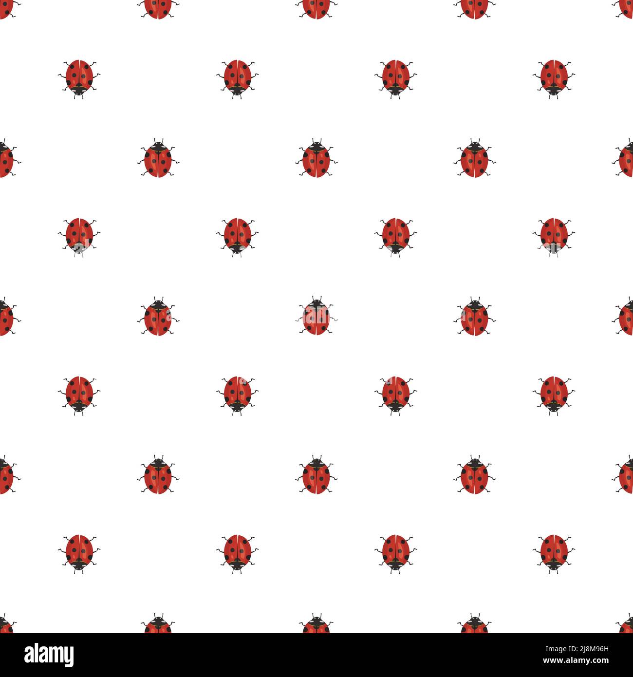 Cute print with red ladybugs. Spring and summer seamless pattern with insects. Vector flat ...