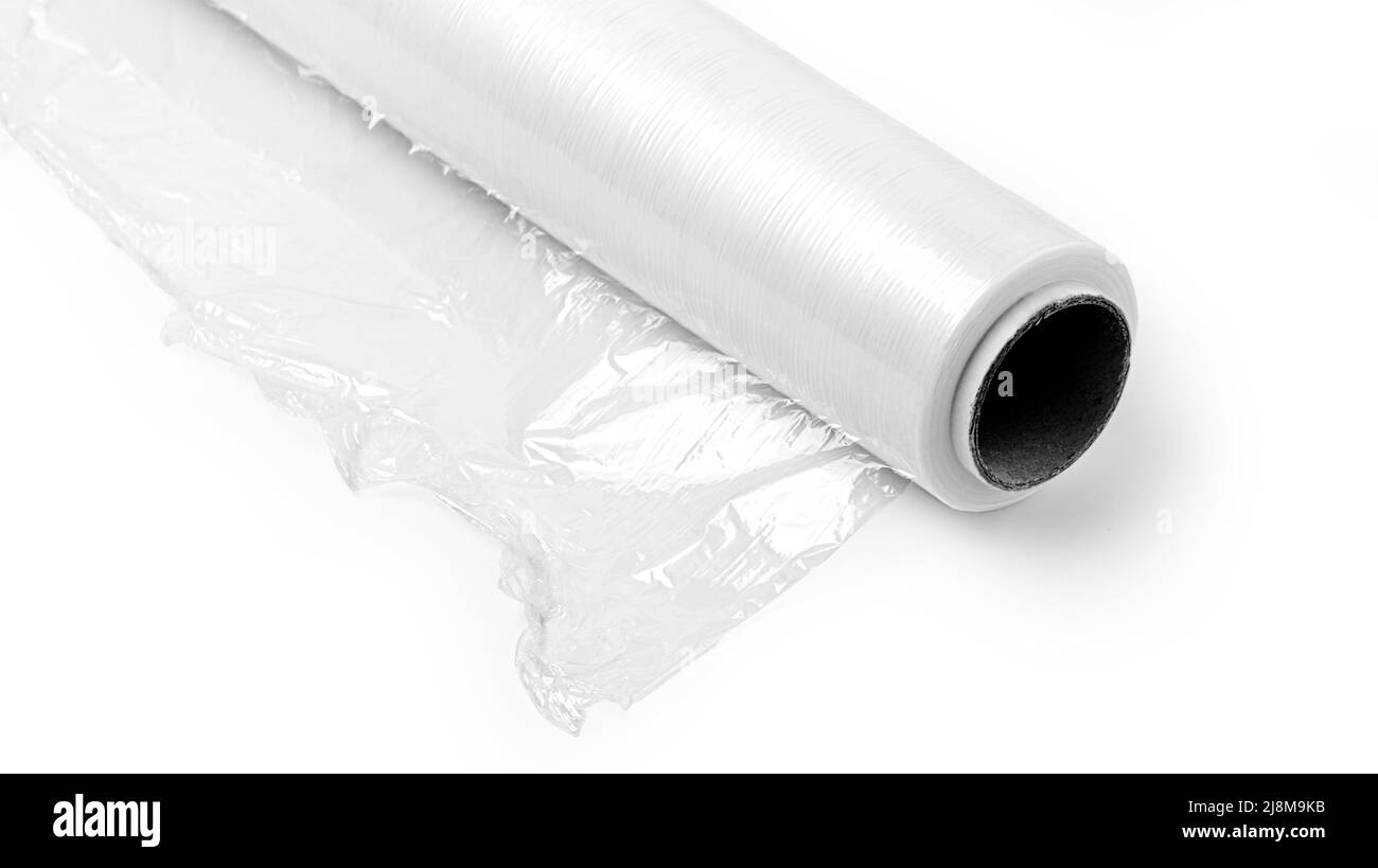 Roll of food stretch close-up on a white background. Isolated Stock ...