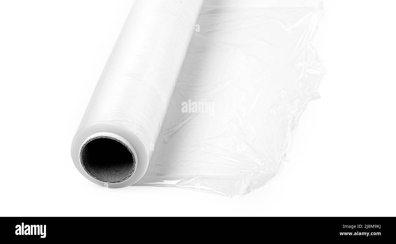 Roll of food stretch close-up on a white background. Isolated Stock ...