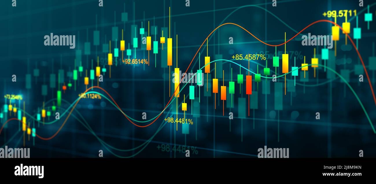 Double exposure of digital stock market financial indicator or forex ...
