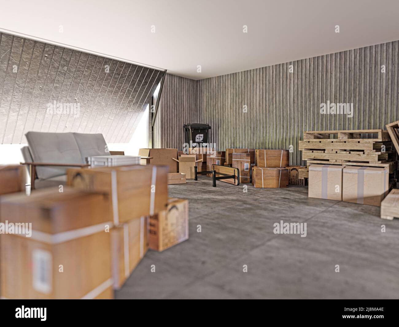 Self Storage unit with open metal door 3d illustration Stock Photo - Alamy