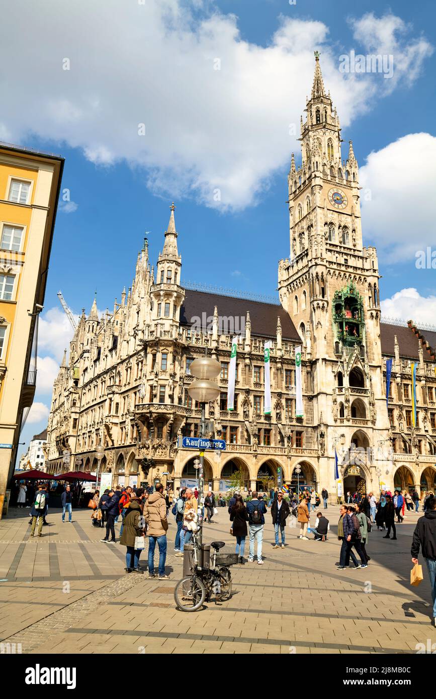 Germany Bavaria Munich. The town hall (Rathaus). Marienplatz. Mary's ...