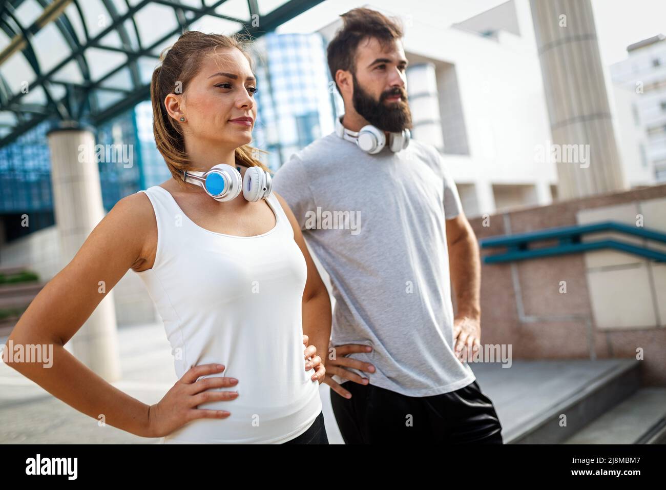 Fitness sport friendship people and lifestyle concept. Happy fit ...