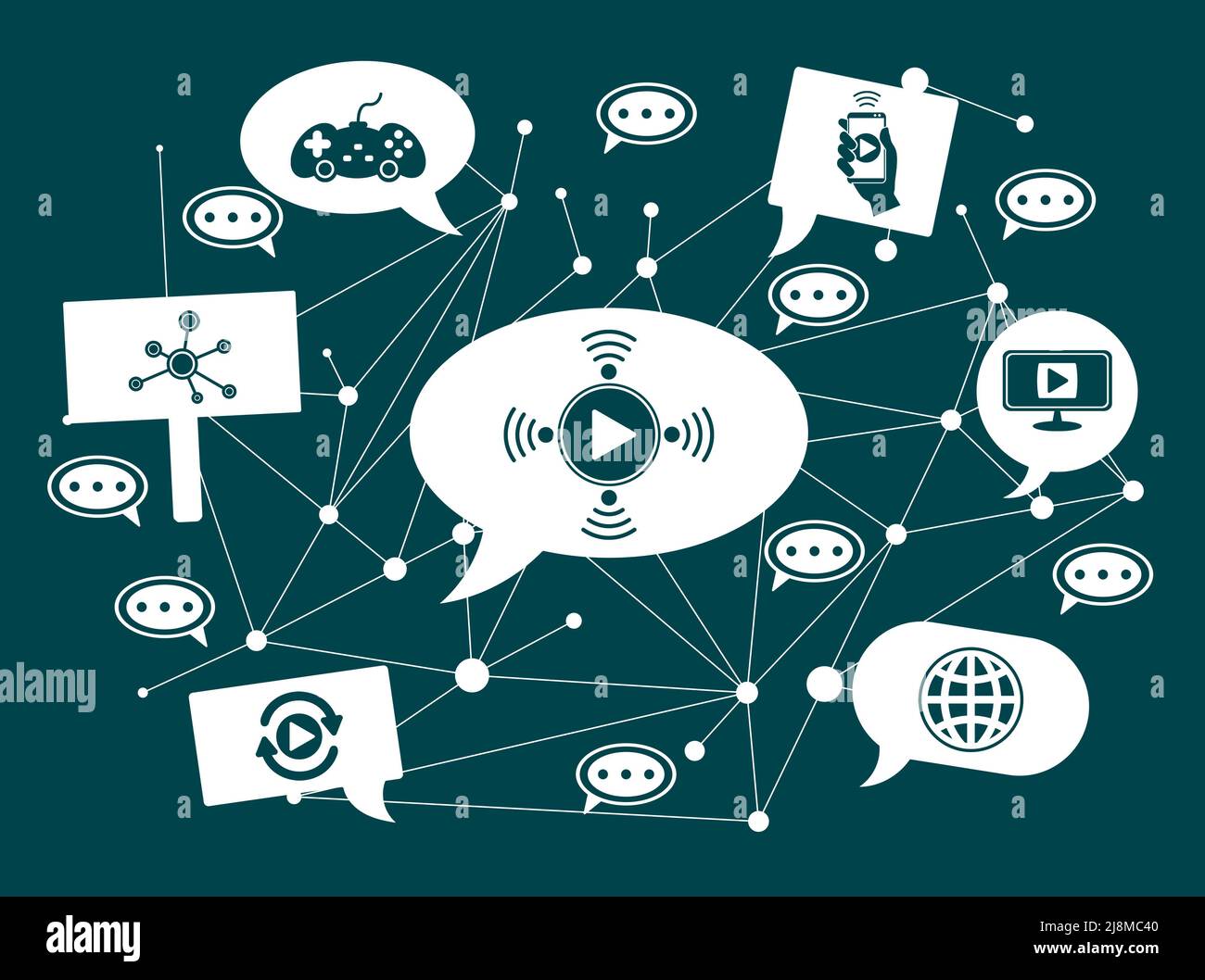 Concept of video streaming with icons on speech bubbles Stock Photo - Alamy