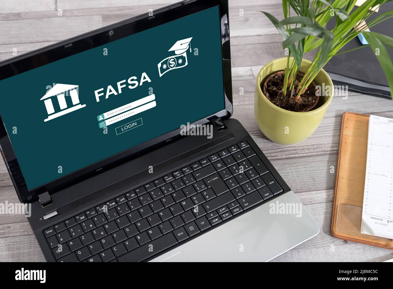Laptop screen with fafsa concept Stock Photo - Alamy