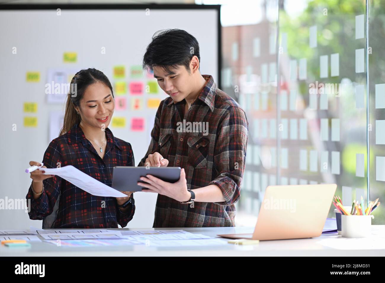 Group of professionals web developers are working on software ...