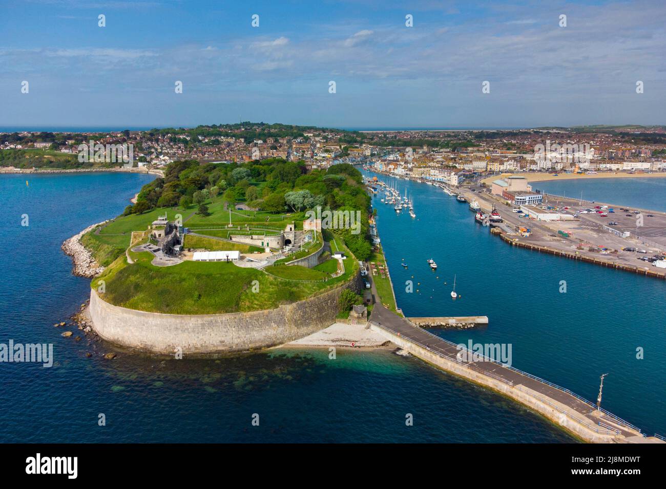 Weymouth, Dorset, UK. 17th May 2022. UK Weather. View from the air of ...
