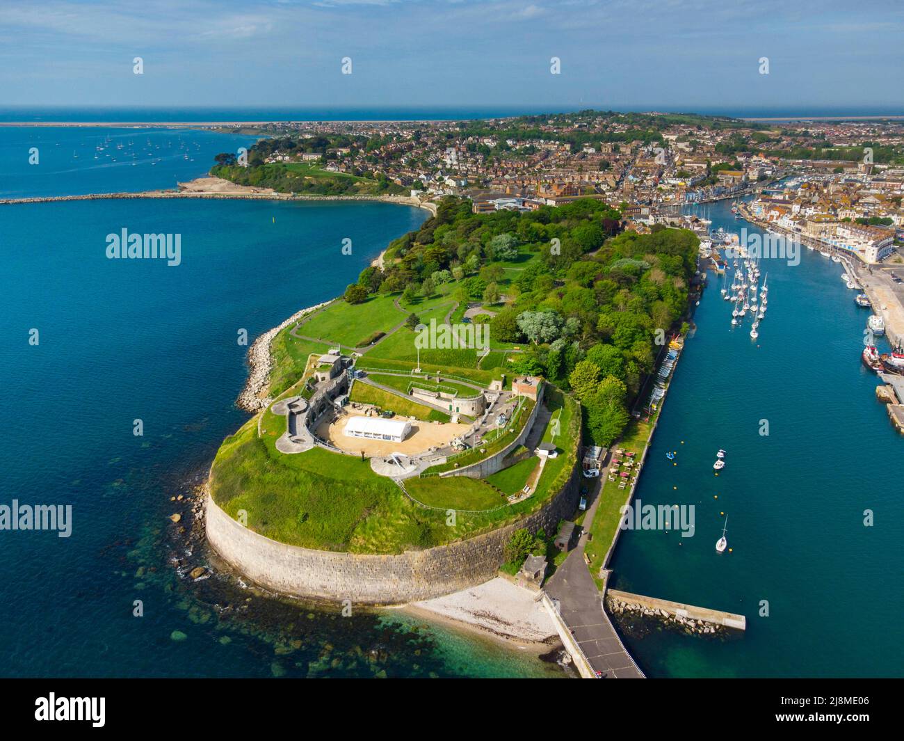 Weymouth, Dorset, UK. 17th May 2022. UK Weather. View from the air of ...