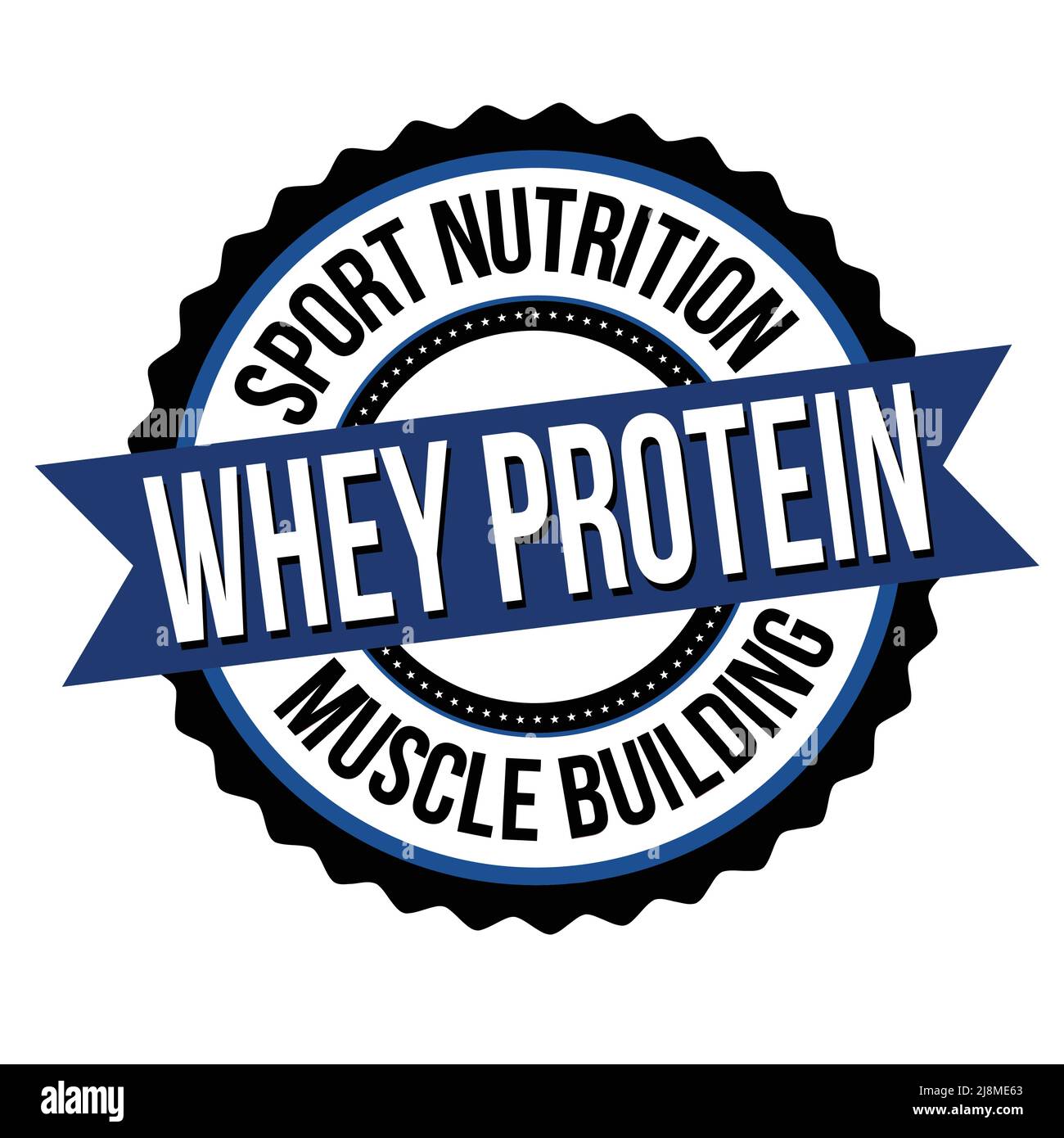 Whey protein label or sticker on white background, vector illustration ...