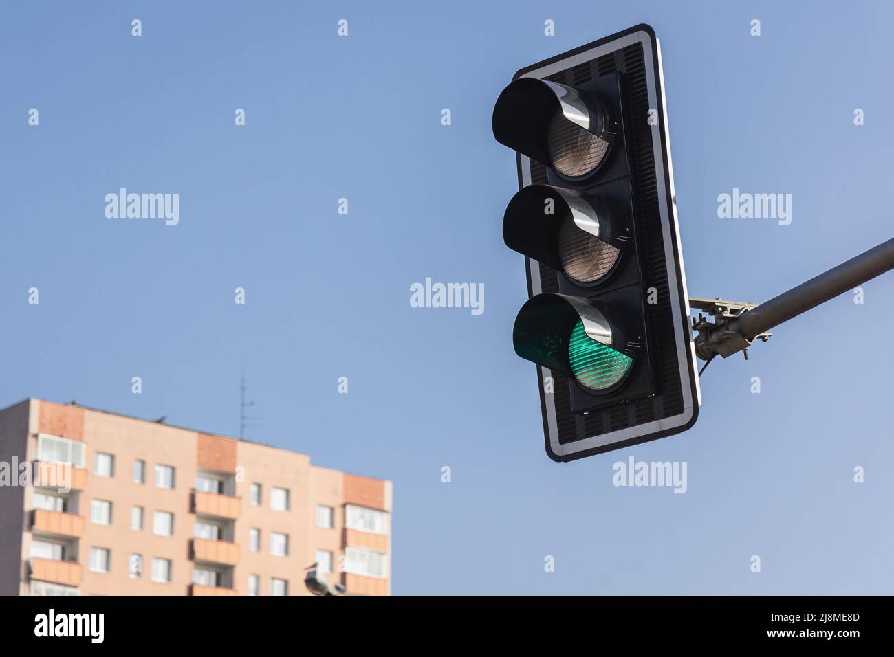 Traffic light over street in Warsaw, Poland Stock Photo - Alamy