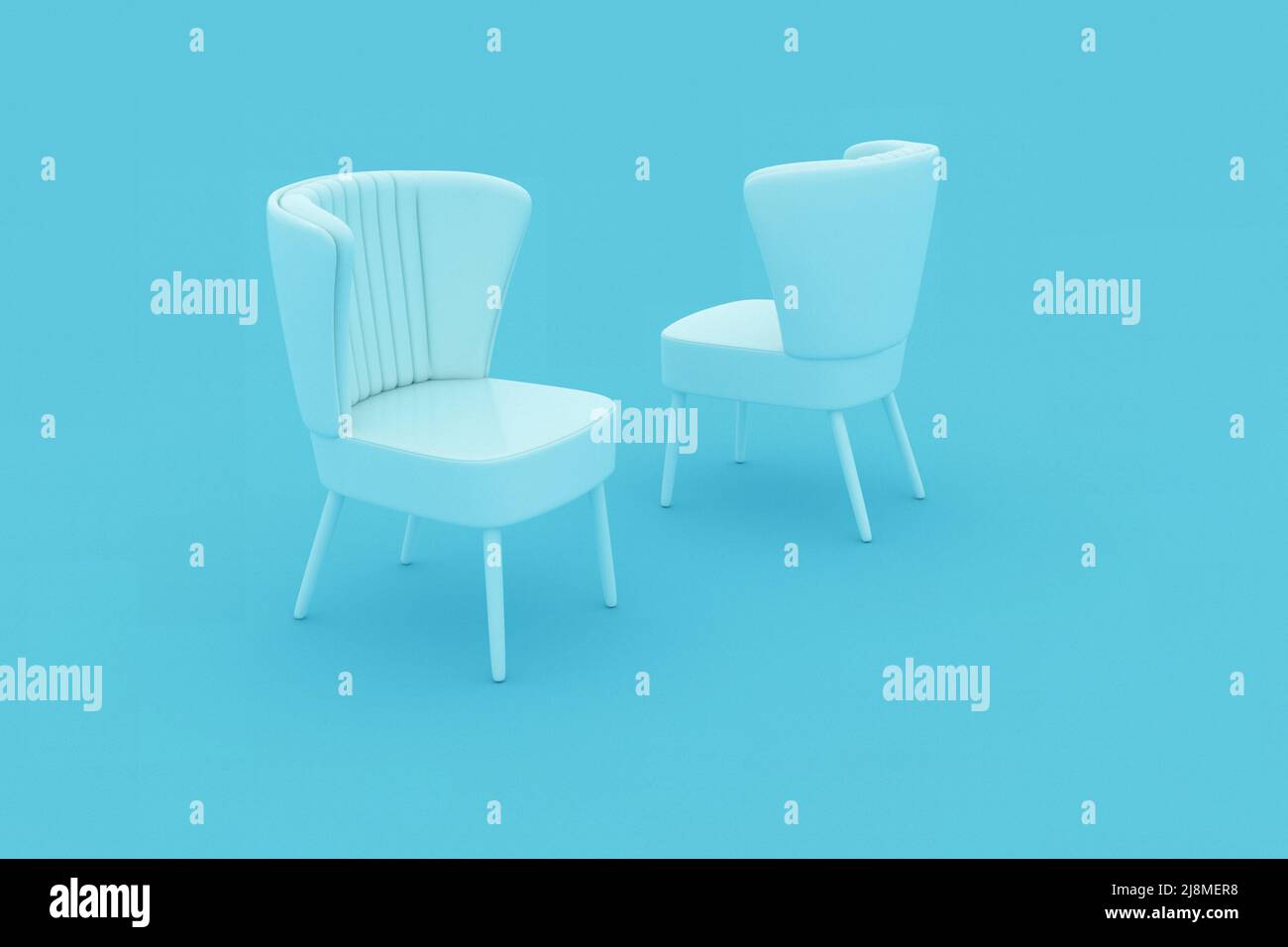 Monochrome chair on light blue background, solid color background, flat ...
