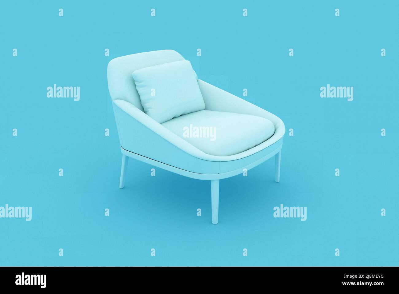 Monochrome chair on light blue background, solid color background, flat ...