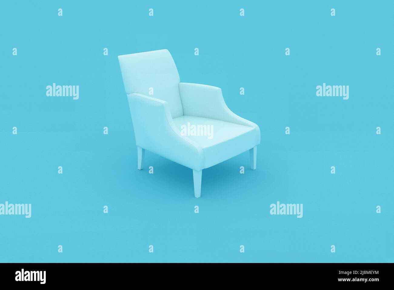 Monochrome chair on light blue background, solid color background, flat ...