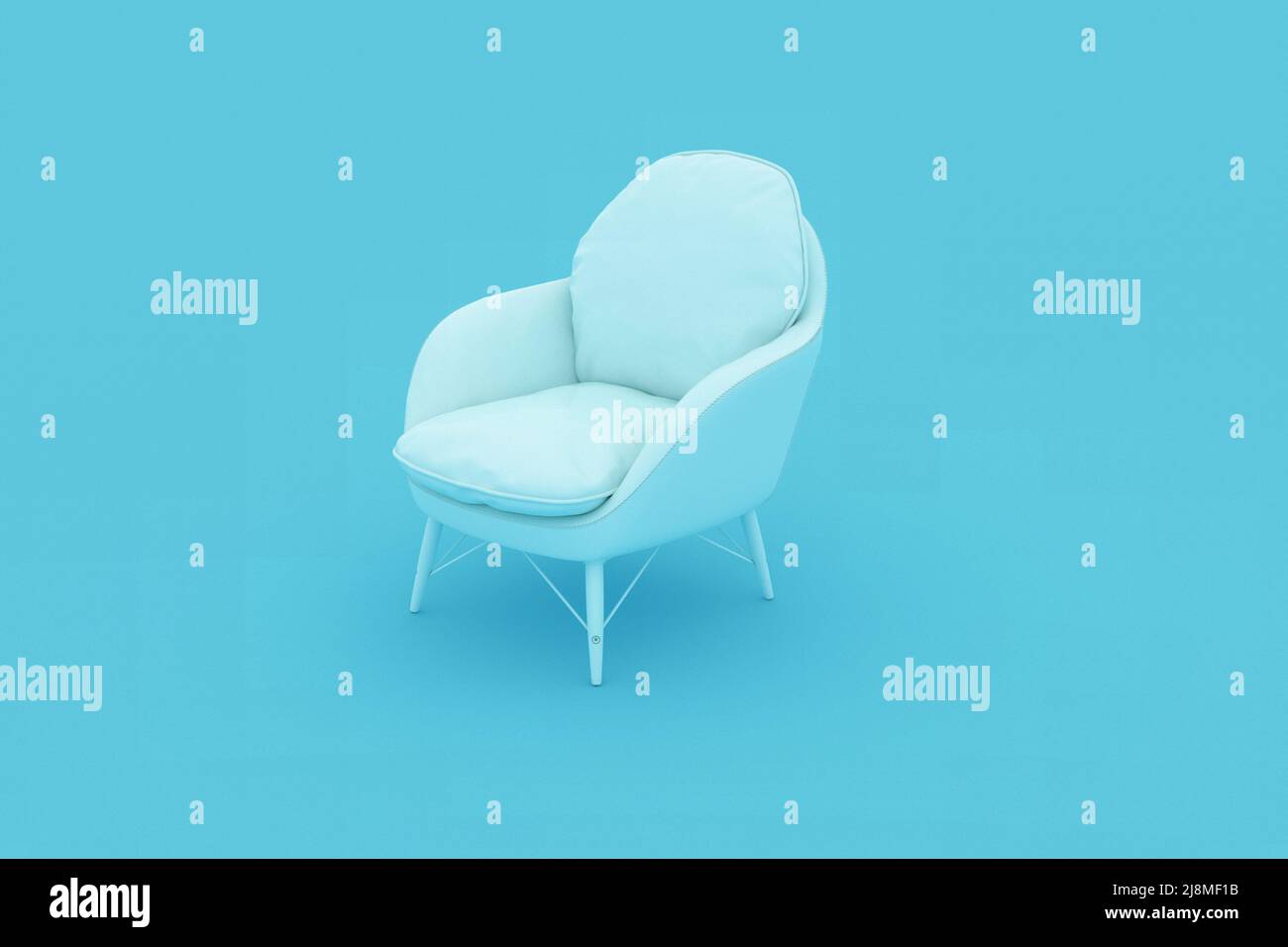 Monochrome chair on light blue background, solid color background, flat ...