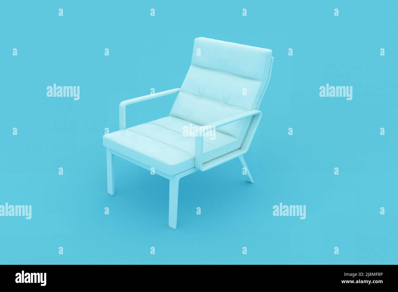 Monochrome chair on light blue background, solid color background, flat ...