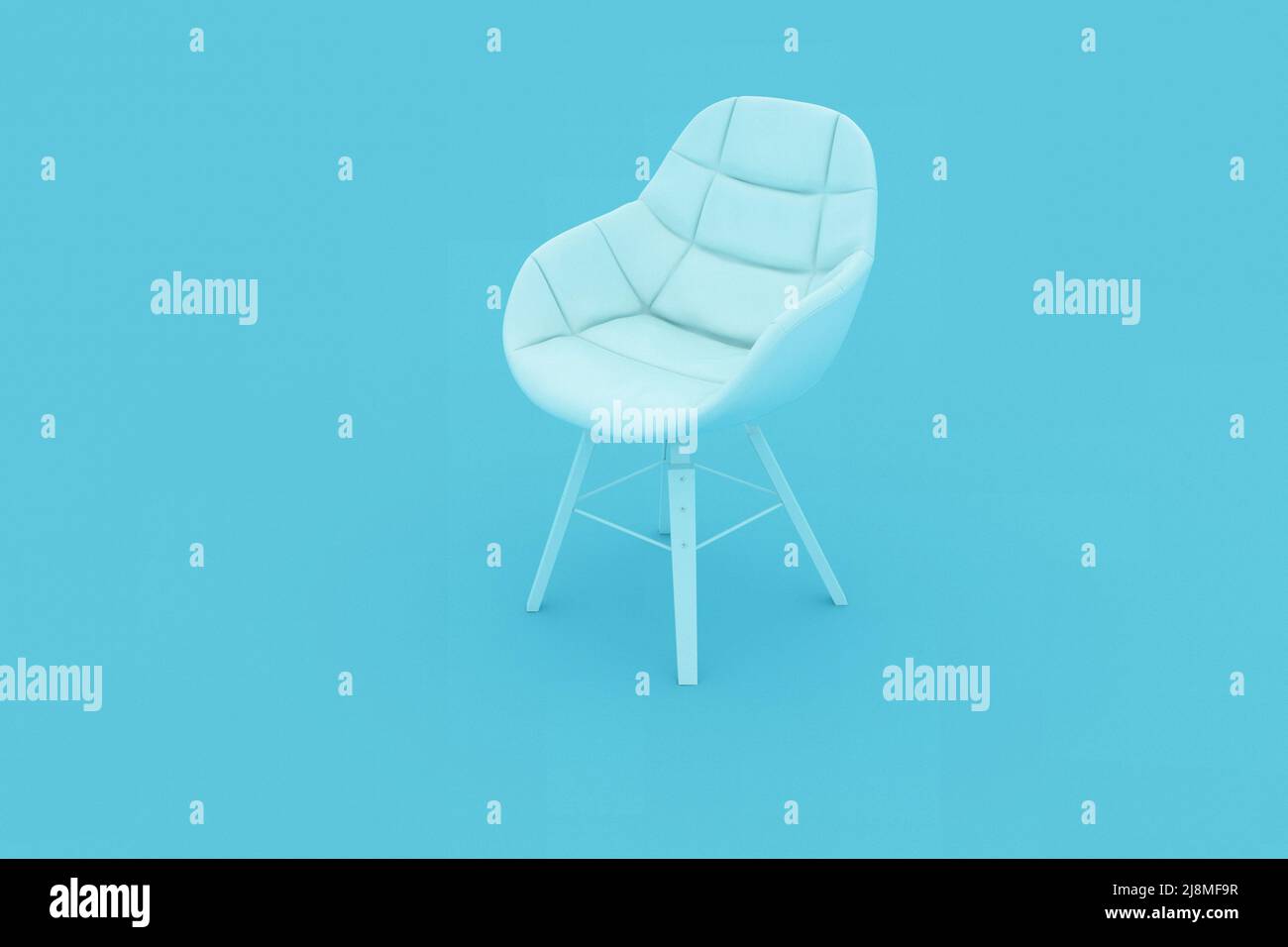 Monochrome chair on light blue background, solid color background, flat ...