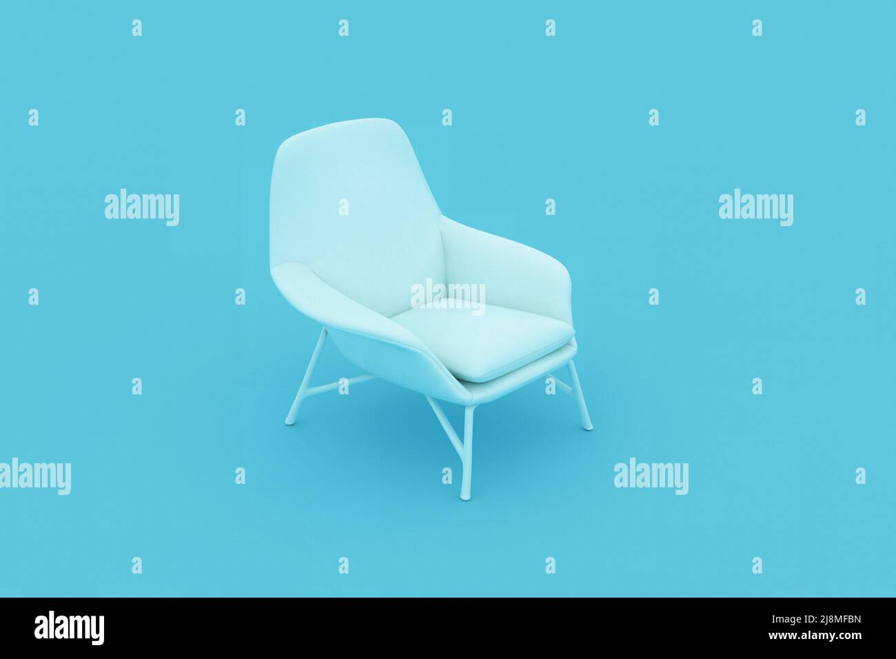 Monochrome chair on light blue background, solid color background, flat ...