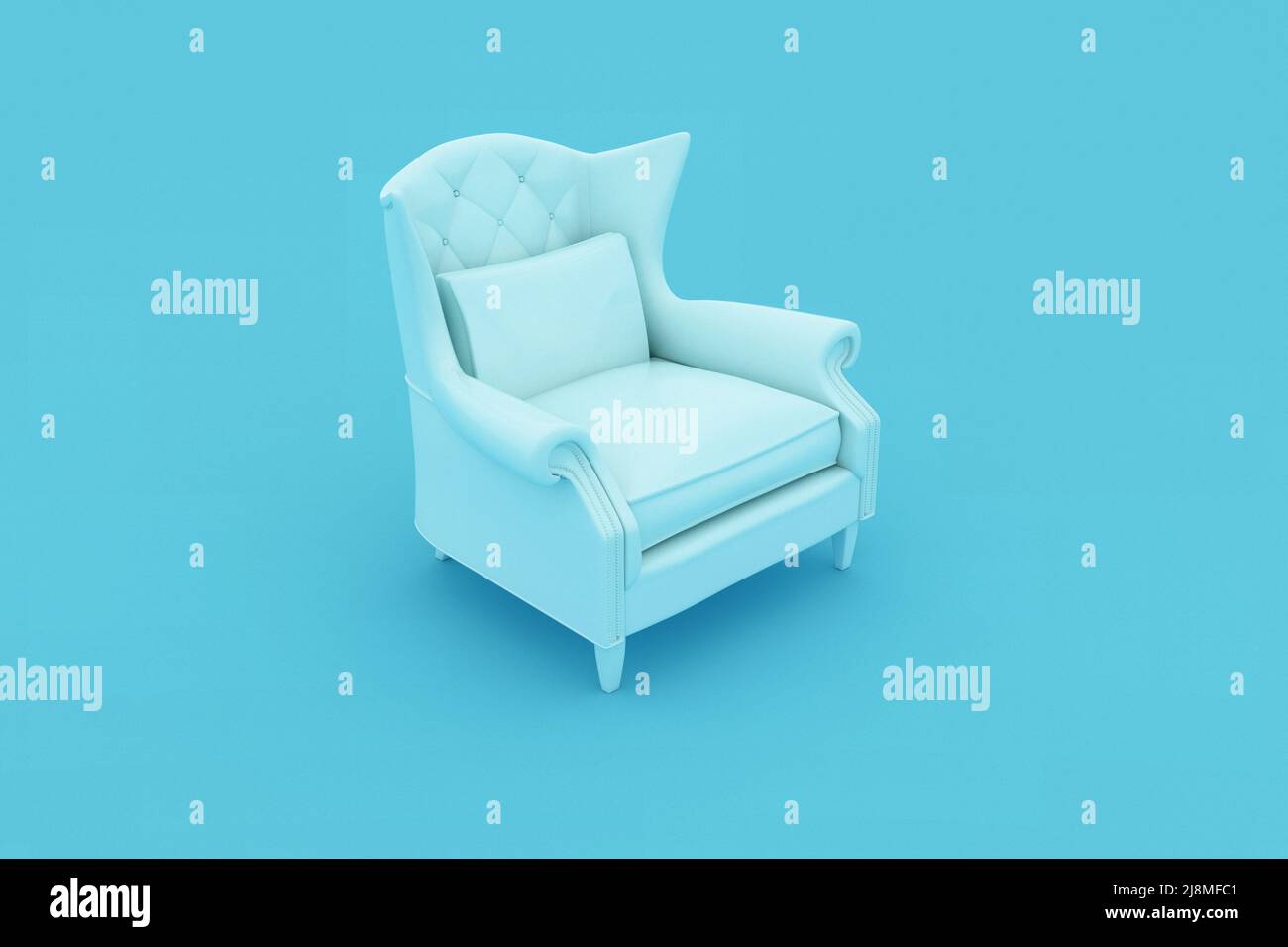 Monochrome chair on light blue background, solid color background, flat ...