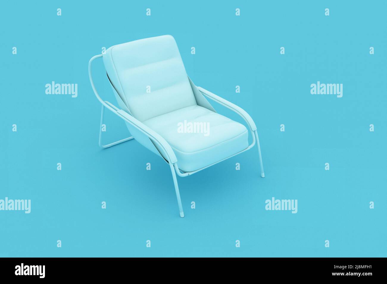 Monochrome chair on light blue background, solid color background, flat ...