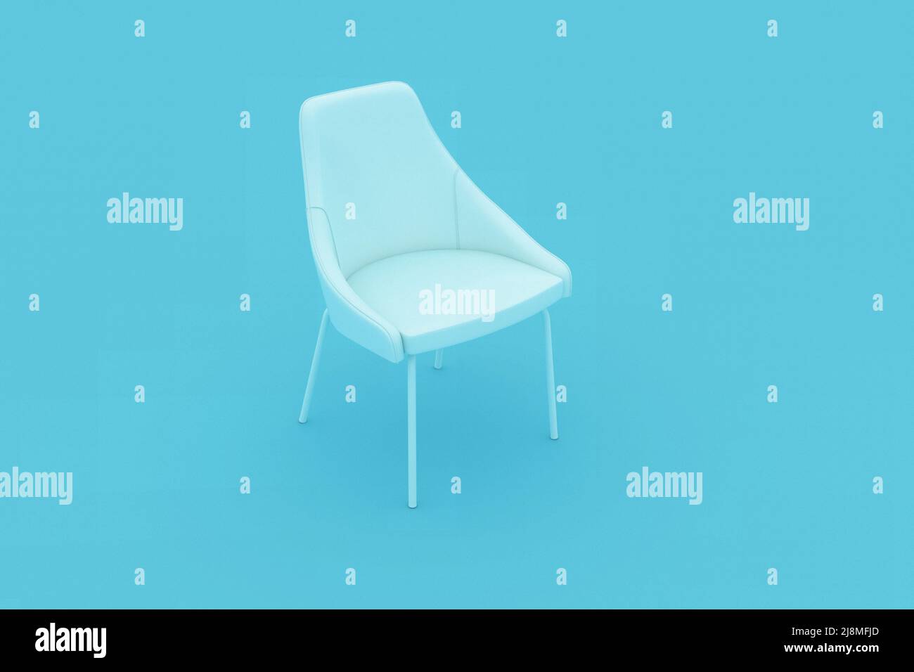 Monochrome chair on light blue background, solid color background, flat ...
