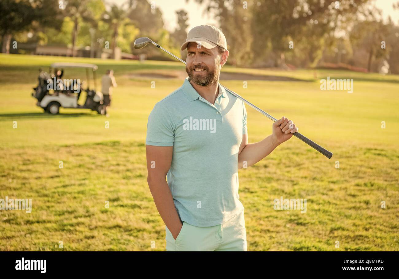 summer activity. professional sport outdoor. male golf player on ...