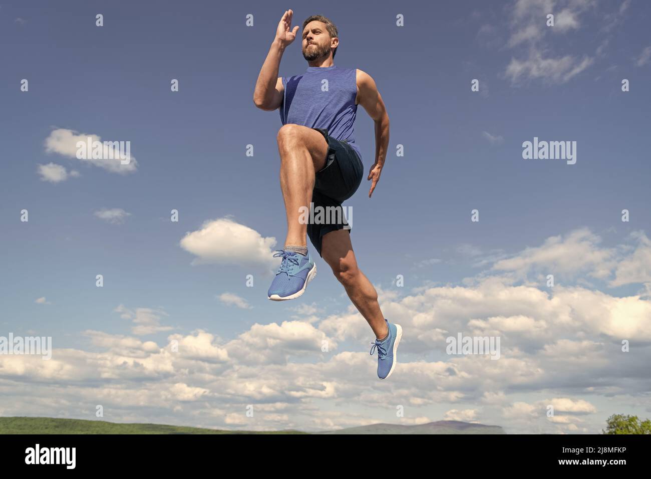 fitness guy wear sportswear. full of energy. feel freedom. marathon ...