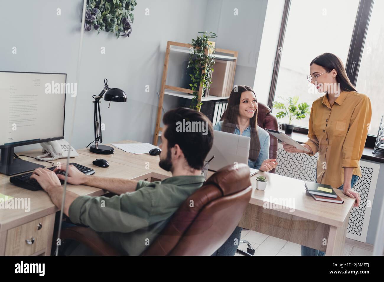 Portrait of intelligent successful people project development staff ...