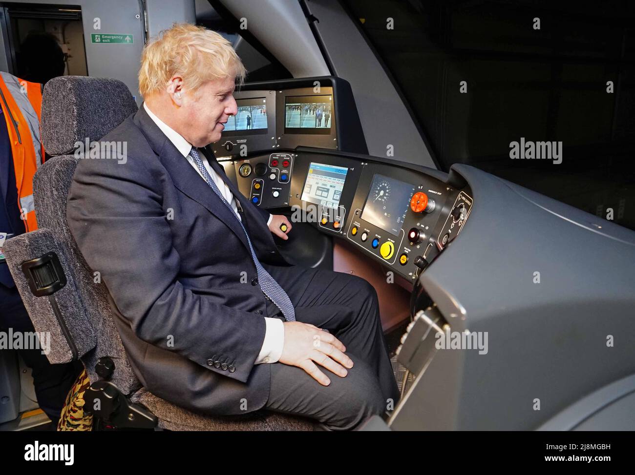 Prime Minister Boris Johnson in a train at Paddington station in London ...