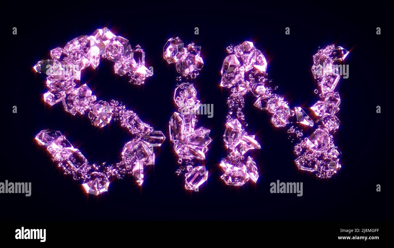 sin - text made of shining pink diamonds, isolated - object 3D ...