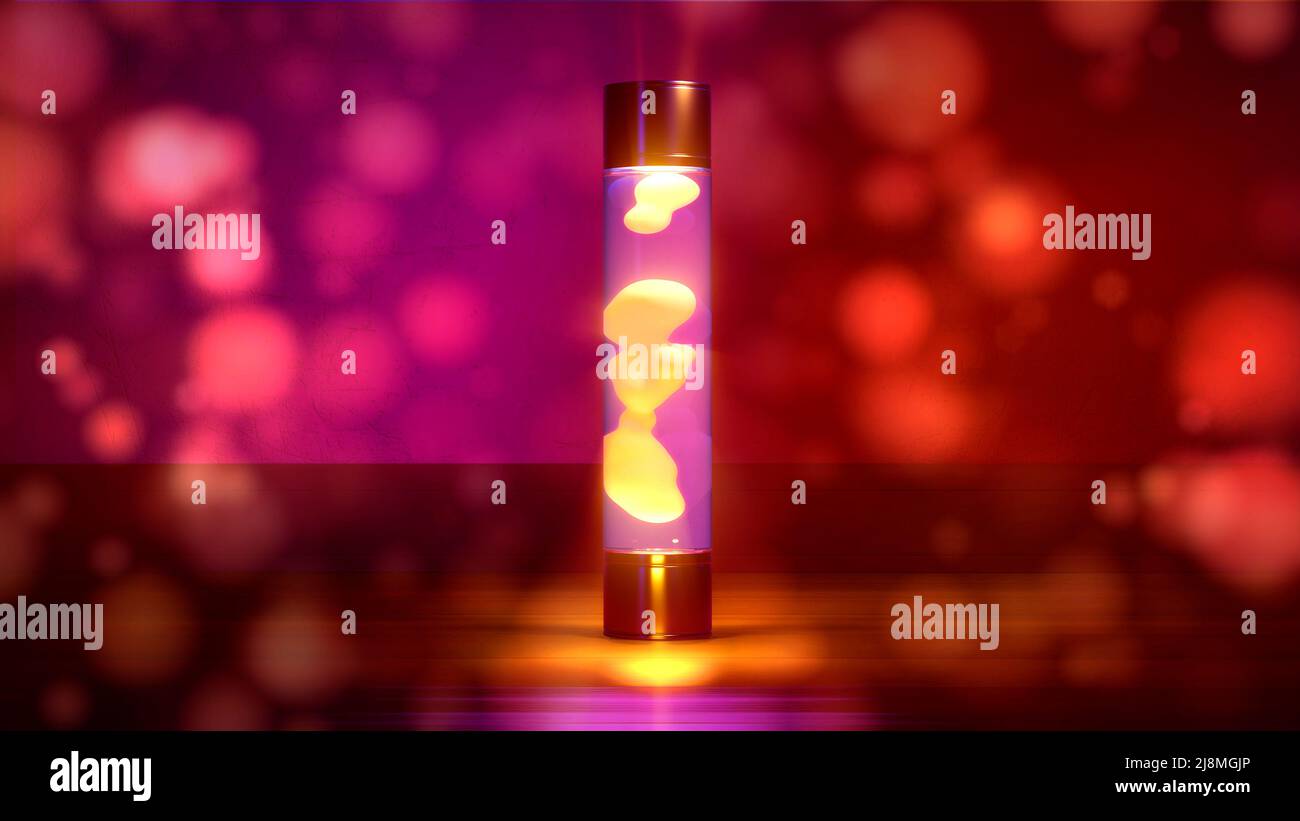 Beautiful yellow lava lamp lighting on festive bg - abstract 3D ...
