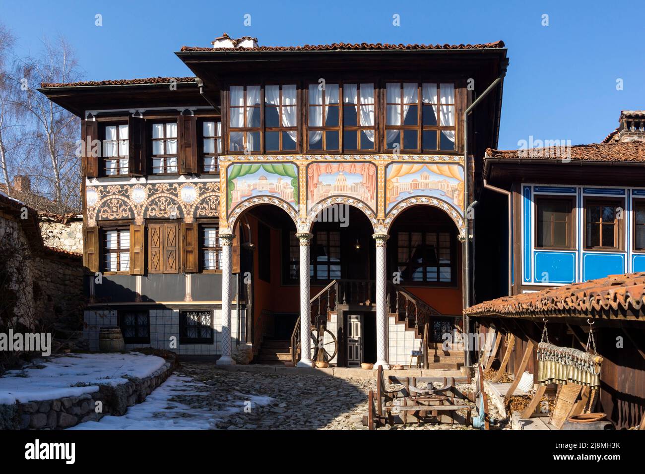 Typical Street and old houses in historical town of Koprivshtitsa ...