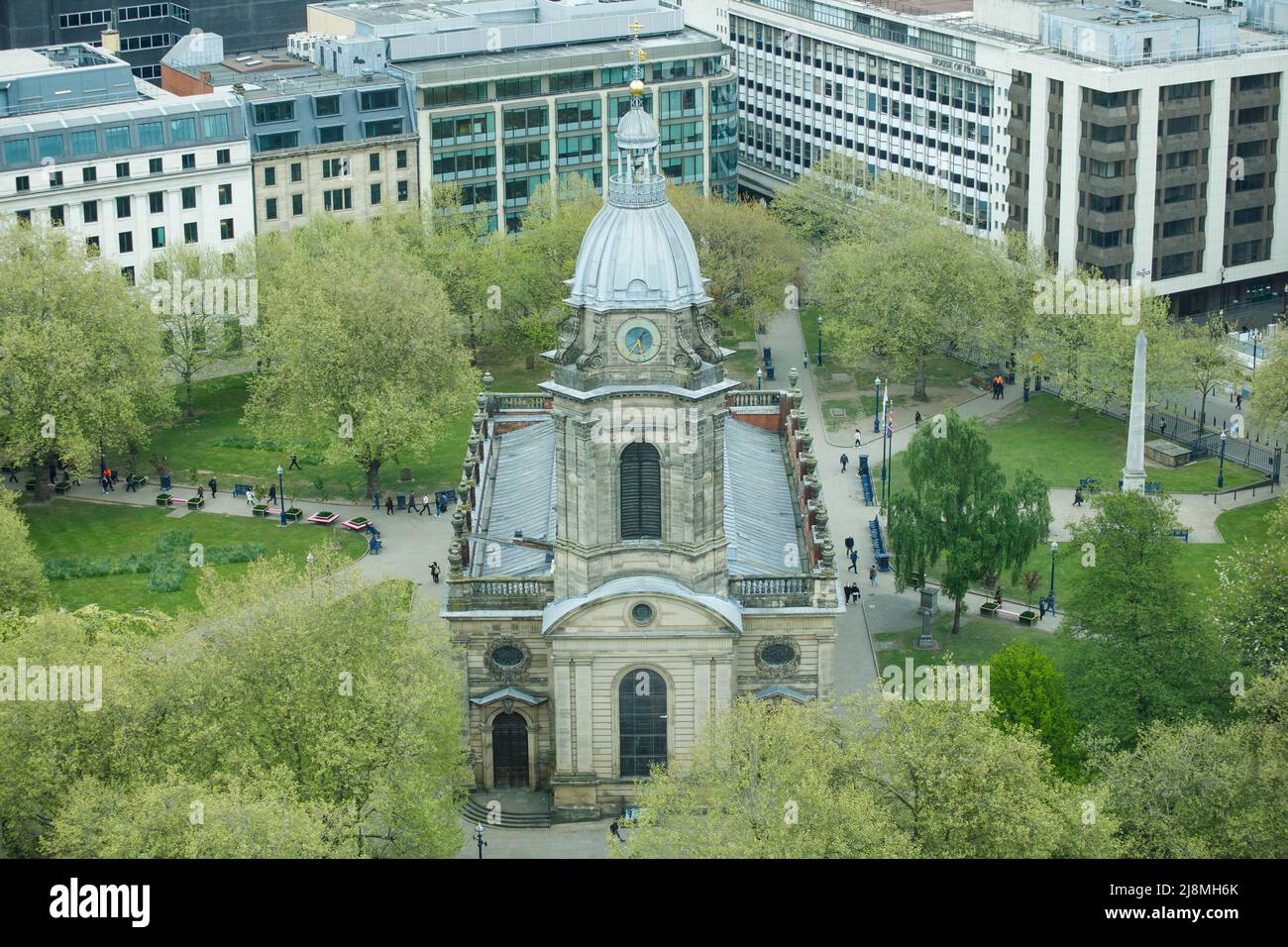 An aerial view of Birmingham Cathedral in Birmingham City Centre ...