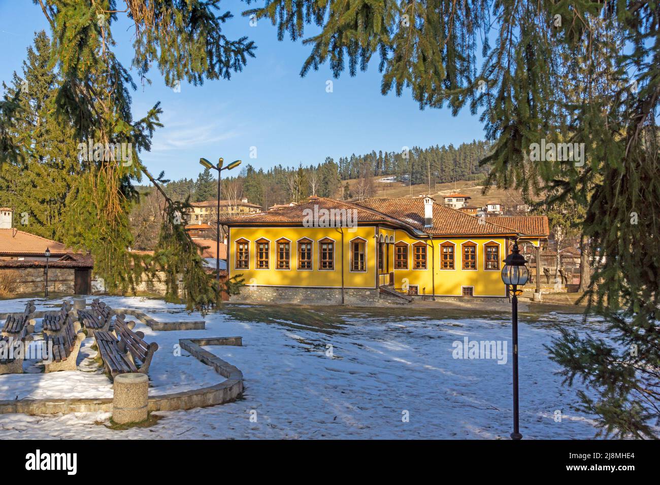 Typical Street and old houses in historical town of Koprivshtitsa ...