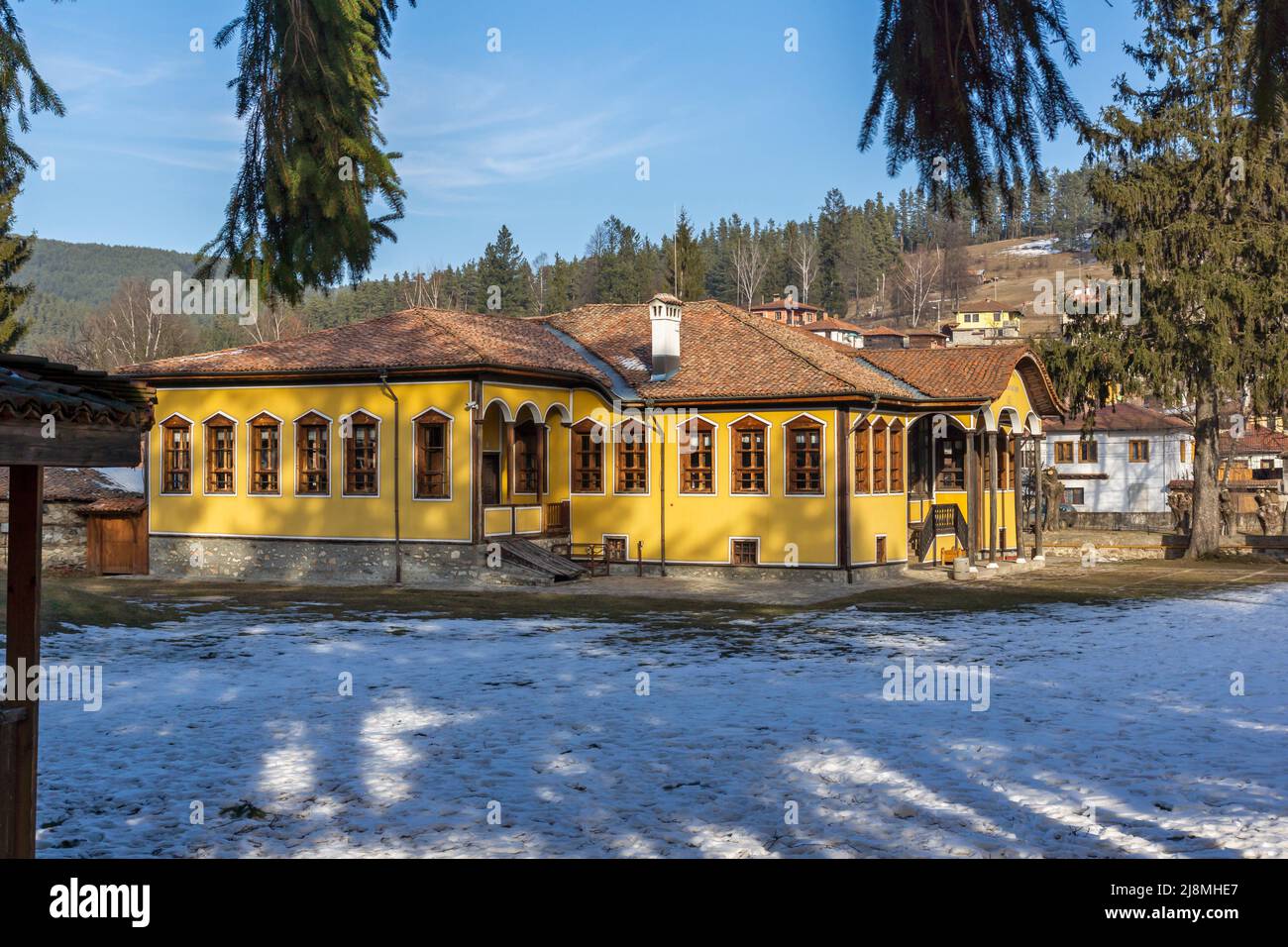 Typical Street and old houses in historical town of Koprivshtitsa ...