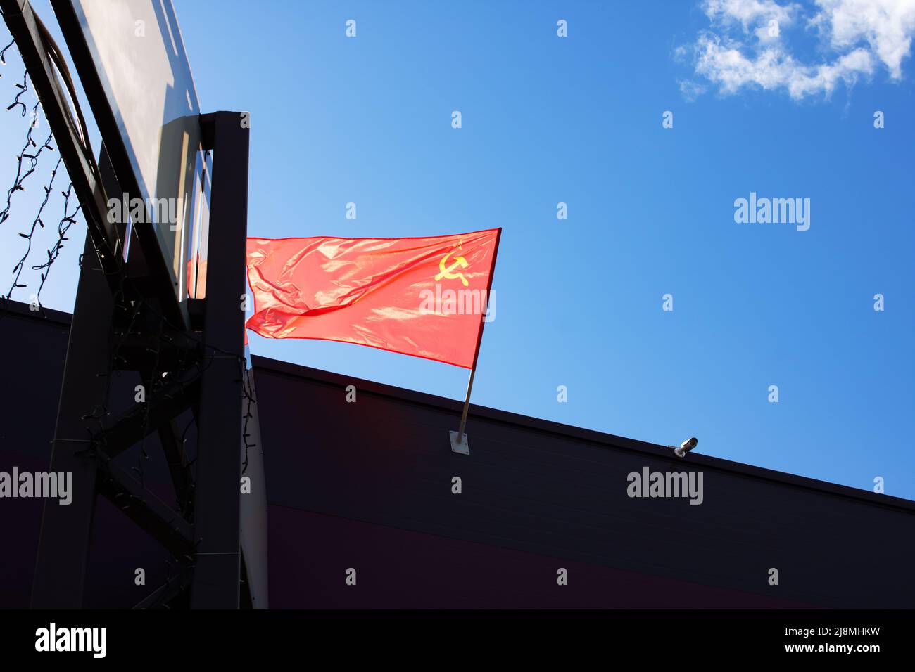 Flag of the USSR on the roof of the building close up Stock Photo - Alamy