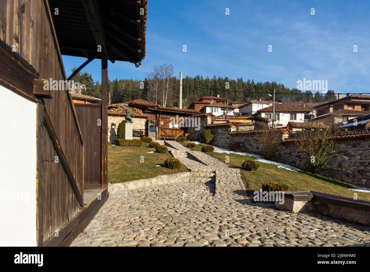 Typical Street and old houses in historical town of Koprivshtitsa ...