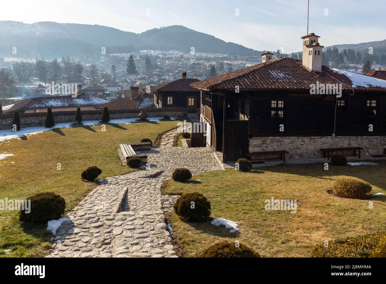 Typical Street and old houses in historical town of Koprivshtitsa ...
