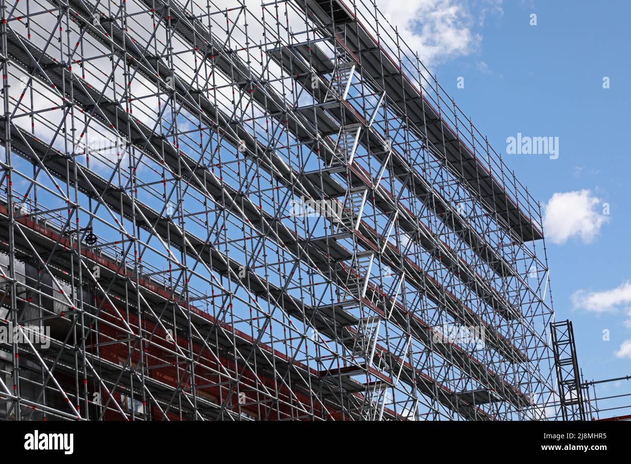 Construction site in a residential area, Uppsala, Sweden. Scaffolding ...